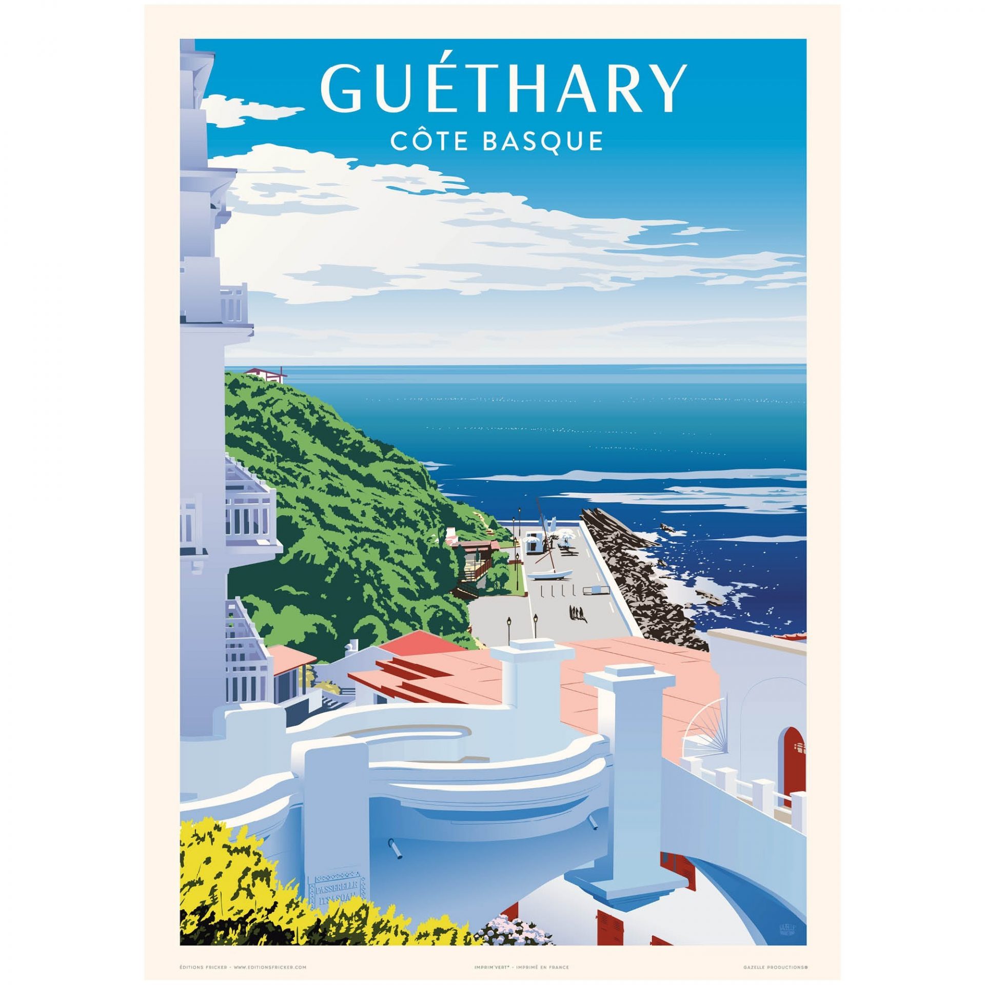 Affiche Fricker ” Guéthary Guetharia ” 30 X 40 Limagier